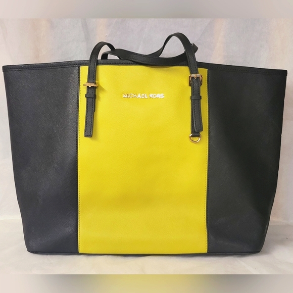 Michael Kors | Bags | Michael Kors Black And Yellow Tote Bag | Poshmark